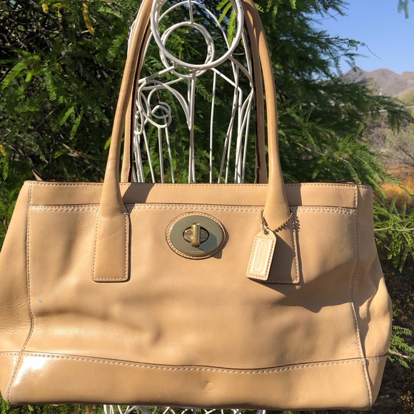 Coach | Bags | Coach Tan Leather Purse Satchel Shoulder Bag | Poshmark